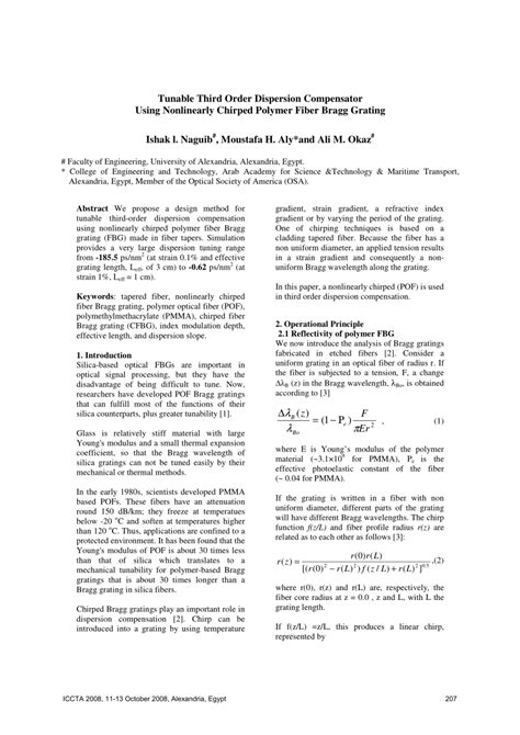Pdf Tunable Third Order Dispersion Compensator Using Nonlinearly Chirped Polymer Fiber Bragg