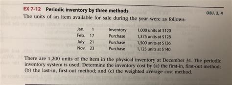 solved ex 7 12 periodic inventory by three methods the units