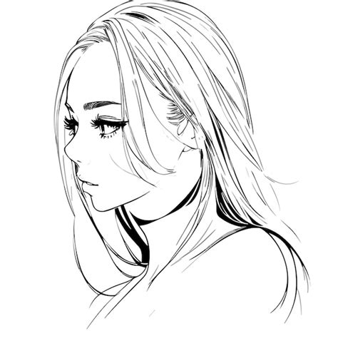 Anime Girl Face Sketch Side View
