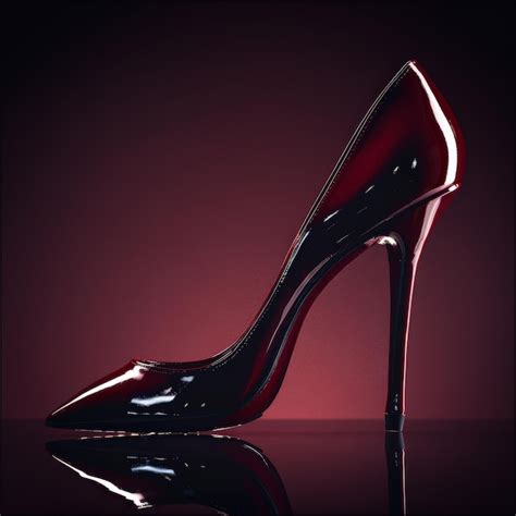 Red Patent Leather High Heel Shoe On A Red Background Premium Ai Generated Image