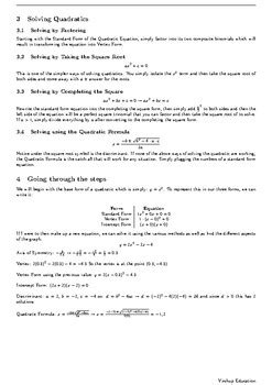 Quadratics Cheat Sheet By Virshup Education Teachers Pay Teachers