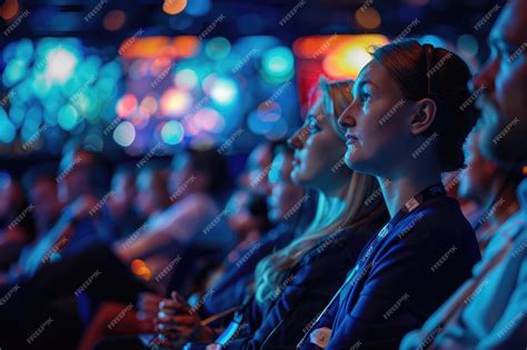 Futuristic Tech Conference With Digital Displays And Interactive Audience Interactions Aig62