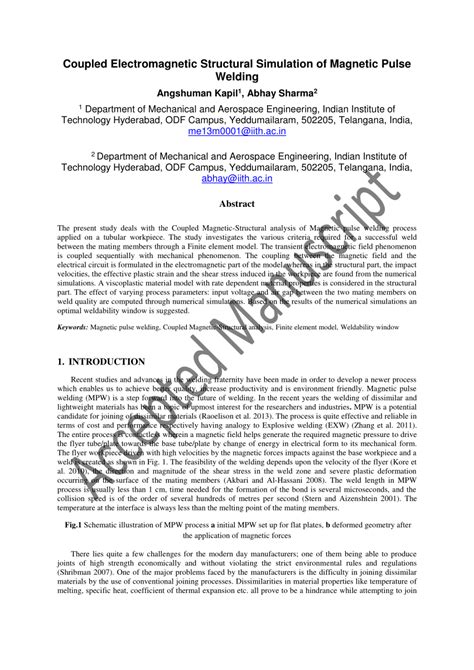 Pdf Coupled Electromagnetic Structural Simulation Of Magnetic Pulse