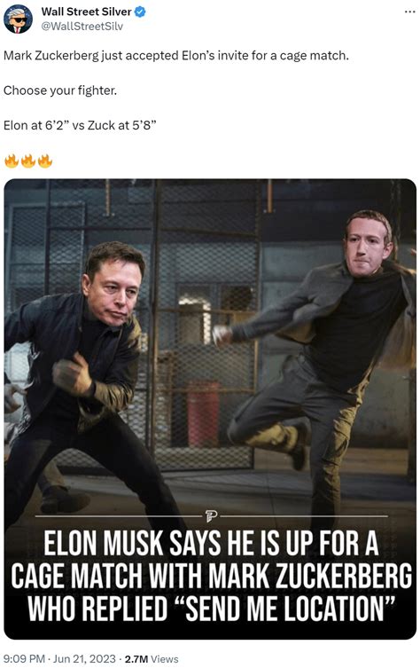 Mark Zuckerberg Just Accepted Elons Invite For A Cage Match Choose