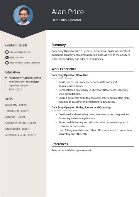 Data Entry Operator Cv Example For 2023 Skills And Templates