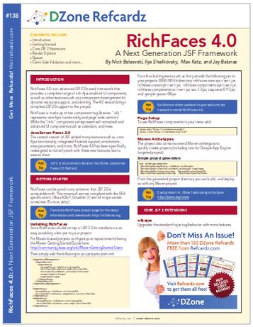 RichFaces 4 0 A Next Generation JSF Framework Dzone Refcardz Max Katz
