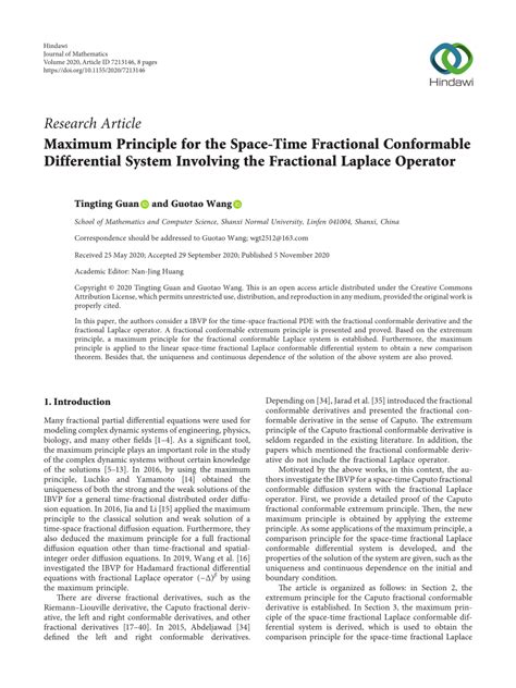 Pdf Maximum Principle For The Space Time Fractional Conformable Differential System Involving