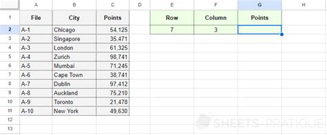 Google Sheets Function INDEX