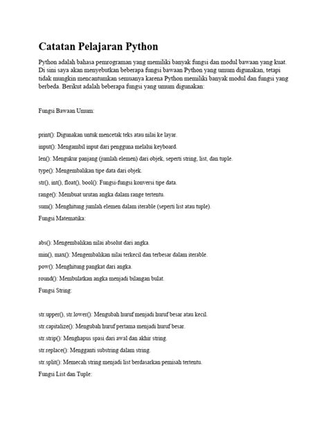 Catatan Pelajaran Python Pdf
