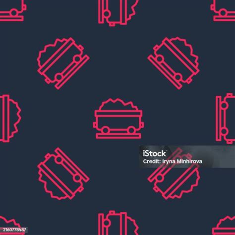 빨간 선 석탄 기차 마차 아이콘 검은 배경에 고립 된 완벽 한 패턴 철도 운송 벡터 광산에 대한 스톡 벡터 아트 및 기타 이미지 광산 광업 교육 강좌 Istock