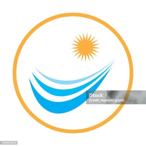 태양과 바다 파도 로고 해변 파도 미니멀하고 단순한 현대적인 개념 평면 색상 디자인 템플릿 일러스트레이션 벡터 0명에 대한 스톡 벡터 아트 및 기타 이미지 Istock