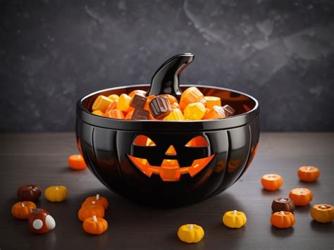 Premium Ai Image Trick Or Treat Halloween Jack O Lantern Candy Bowl