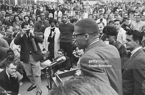 Black Muslim Leader Malcolm X Speaks To A Crowd At The University Of