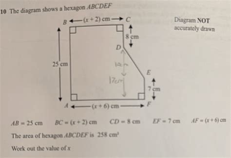 Solved The Diagram Shows A Hexagon Abcdef Diagram Not Accurately Drawn