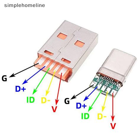 simplehomeline Fast Charge Type C USB 65W 5A ชายเชอมตอเชอม 5Pin PCB ประเภท A ชาย 6 พน