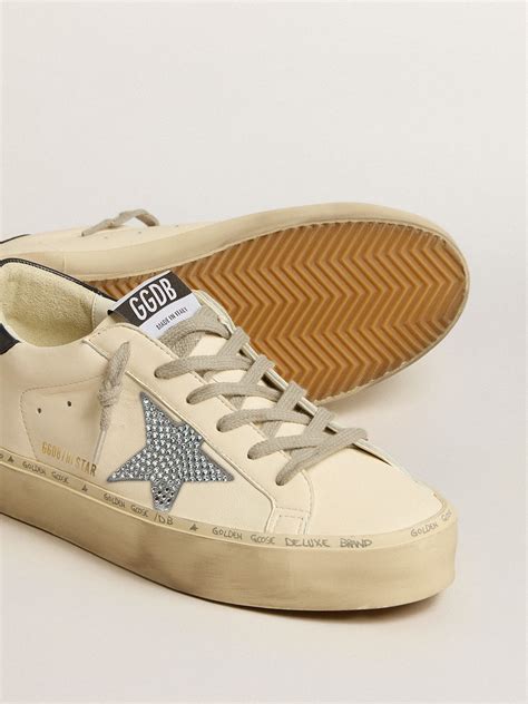 스와로브스키 크리스털 스타와 다크 블루 레더 힐탭 나파 하이스타 Golden Goose