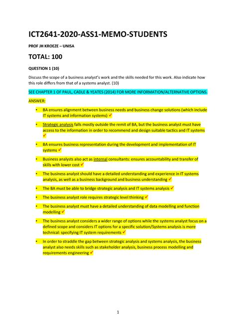 ICT2641 Assignment 1 Answers MEMO Babes Warning TT Undefined Function 32 Studocu