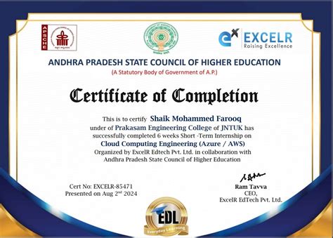 Farooq Shaik On Linkedin Successfully Completed Internship On Cloud Computing From Excelr Solutions