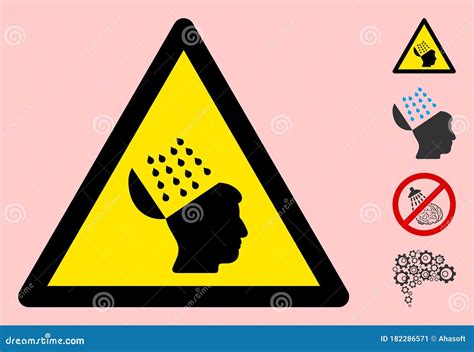 Vector Brain Wash Warning Triangle Sign Icon Stock Illustration Illustration Of Alert Design