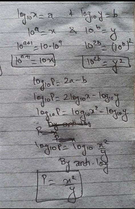 Given Log X A Log Y B Write Down A In Terms Of X Write Down B In Terms Of