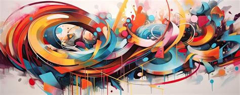 Premium Photo Collision Of Vibrant Graffiti Elements And Abstract