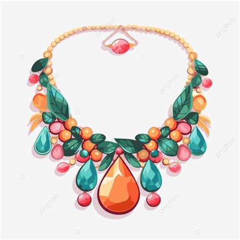 Neclace Clipart Colorful Necklace With Gems And Pearls Cartoon Vector