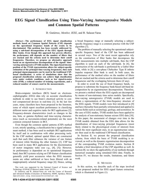 Pdf Eeg Signal Classification Using Time Varying Autoregressive Models And Common Spatial Patterns