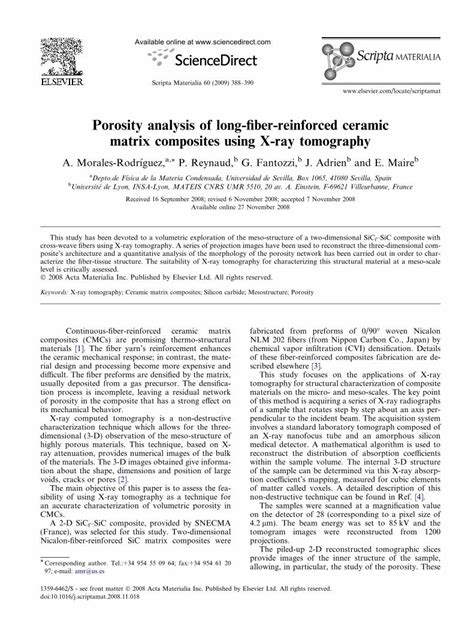 Pdf Porosity Analysis Of Long Fiber Reinforced Ceramic Matrix