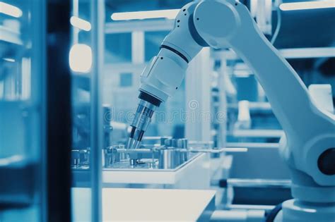Robotic Arm In A Modern Industrial Manufacturing Setting Stock Image Image Of Electronic