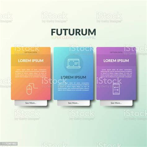 얇은 선 그림 제목 텍스트 상자 및 추가 탭이있는 세 개의 별도의 직사각형 요소 미래 지향적 인 인포 그래픽 디자인 레이아웃 인포그래픽에 대한 스톡 벡터 아트 및 기타