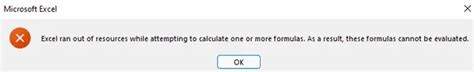 Solved Excel Ran Out Of Resources While Attempting To Calculate One