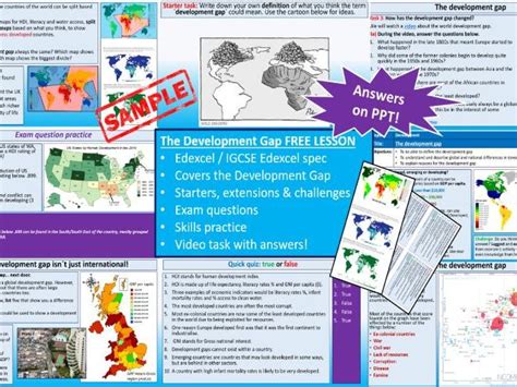 GCSE Geography Development Gap EDEXCEL IGCSE FREE LESSON Development Developing HDI GDP