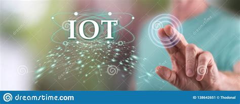 Man Touching An Iot Concept Stock Illustration Illustration Of Future Wireless