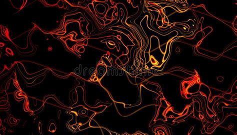 Abstract Orange Red Vertical Wavy Lines And Surreal Shapes Stock