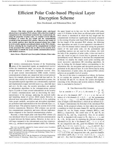 Pdf Efficient Polar Code Based Physical Layer Encryption Scheme