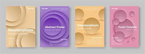 기하학적 모양 포스터 현대 브랜드를 위한 추상적인 표지 색상표 템플릿입니다 뉴모피즘 서클 동심원 그림 오버레이 잡지 종이 페이지 벡터 최소 배너 디자인 세트 0명에 대한