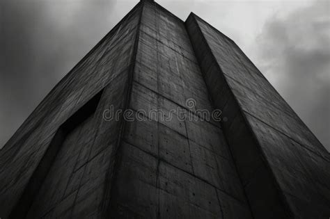 A Brutalist Monolithic Tower With Sharp Angles Thick Concrete Walls And An Eerie Dystopian
