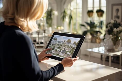 Premium Photo Woman With Tablet Device Generative Ai