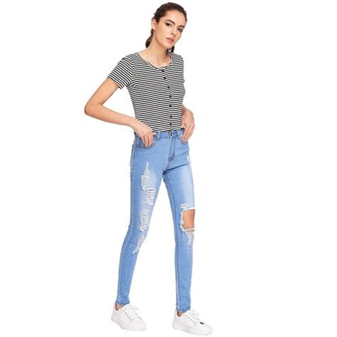 Womens Short Sleeve Striped Casual T Shirt Crop Top With Buttons