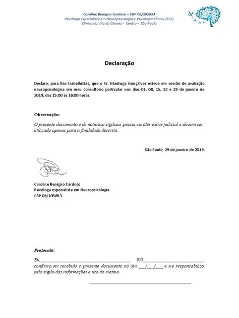 Declaração Psicologica Pdf