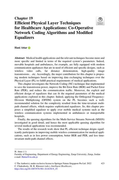 Pdf Efficient Physical Layer Techniques For Healthcare Applications