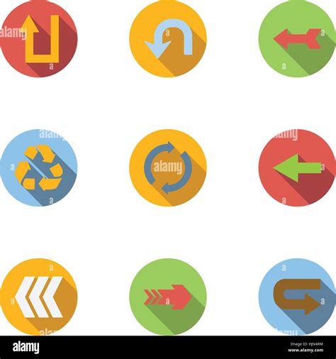 Types Of Arrows Icons Set Flat Illustration Of 9 Types Of Arrows Vector Icons For Web Stock