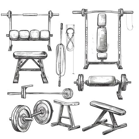 Vector Sketch Of Gym Aerobics Powerlifting Equipment Vecteur Premium