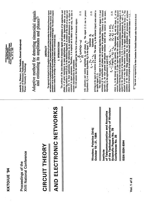 Pdf Adaptive Method For Detecting Sinusoidal Signals And Estimating