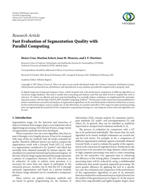 Pdf Fast Evaluation Of Segmentation Quality With Parallel Computing