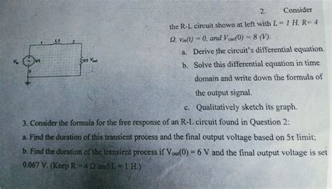 Solved Consider The R L Circuit Shown At Left With L H Chegg