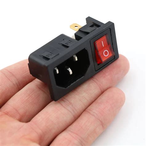 Ac 10a 250v 3pins Rocker Switch Power Socket Fused Iec 320 C14 Inlet Fuse Switch Connectors Plug
