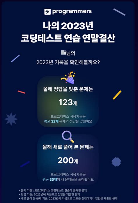 프로그래머스 나의 2023년 코딩테스트 연습 연말결산 프로그래머스 나의 2023년 코딩테스트 연습 연말결산