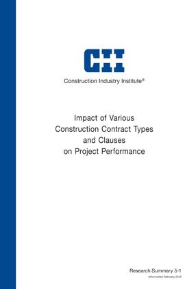 Impact Of Various Construction Contract Types And Clauses On Project Performance