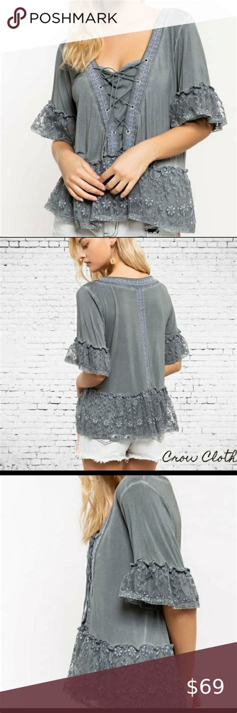 Pol Boho Lace Up Ruffled Top Boho Lace Boho Tops Staple Dress